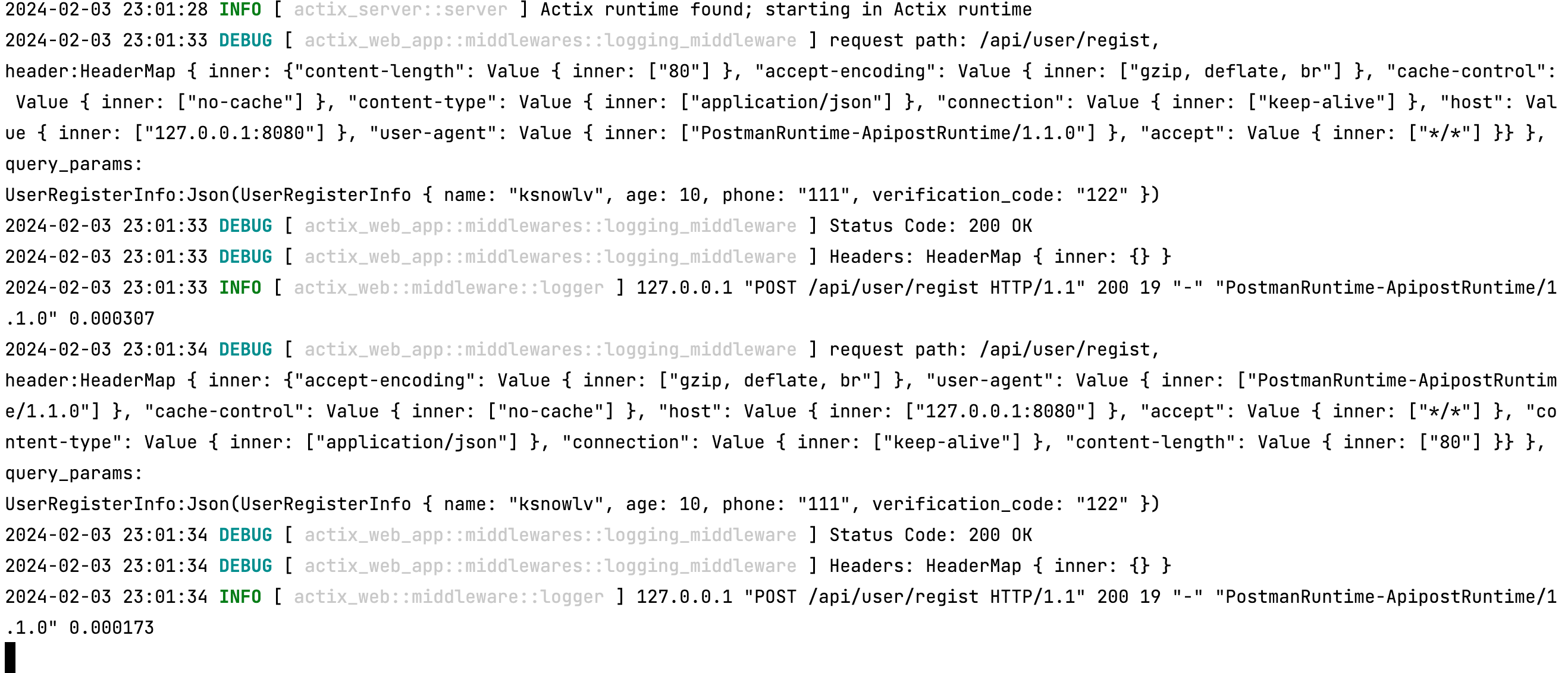 Actix Web添加日志中间件 - ksnowlv技术笔记